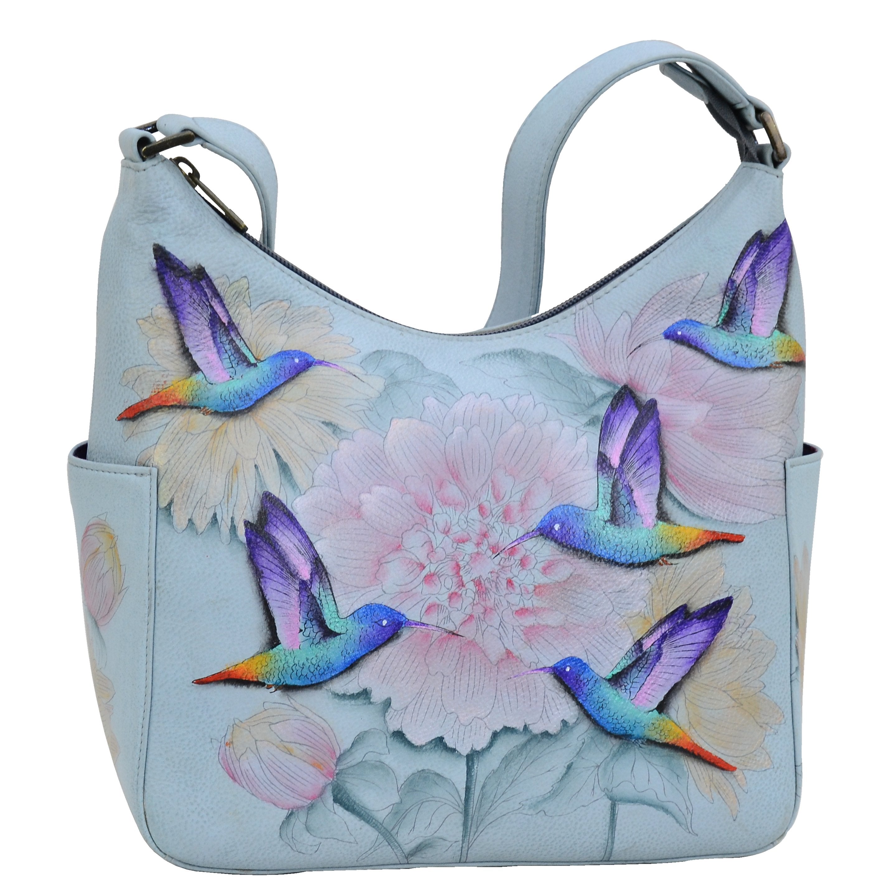 Leather Hand Painted Classic Hobo With Side Pockets - 382 – Anuschka (CA)